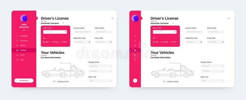 Car Insurance App Design. Application Interface. Vector. User Interface ...