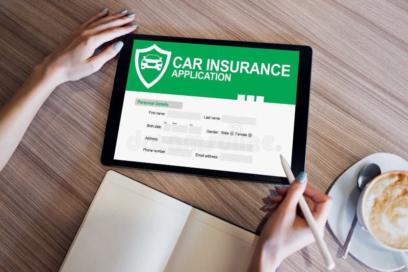 Car Insurance Application Form on Screen. Internet and Business Concept ...