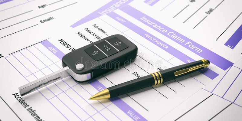 Car Insurance Claim Form. 3d Illustration Stock Illustration ...