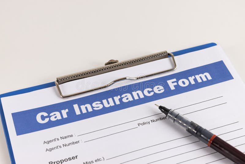 Car Insurance Claim Form or Insurance Document on Right Slant Stock ...