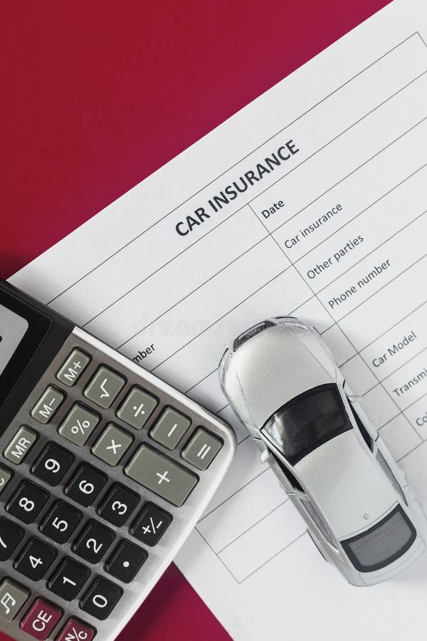 Car Insurance Concept. Blank Insurance with Toy Car and Calculator ...