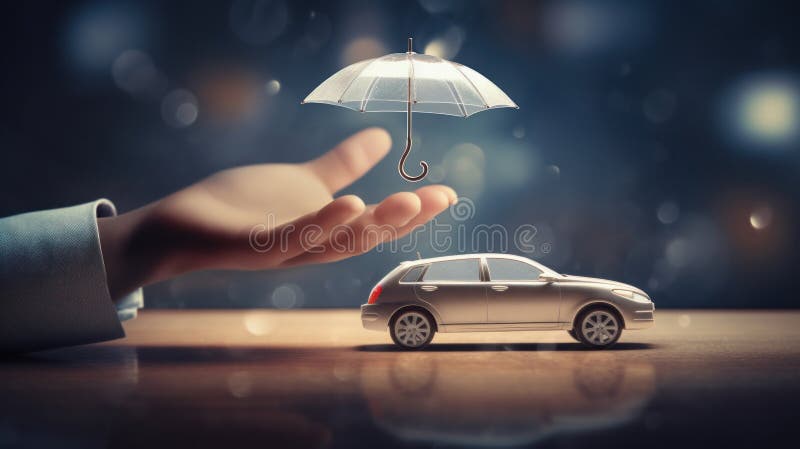 Hand with Umbrella for Car Insurance Stock Illustration - Illustration ...