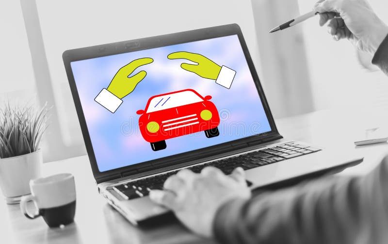 Car Insurance Concept on a Laptop Screen Stock Photo - Image of laptop ...