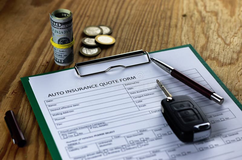 Car Insurance Contract and Money Stock Photo - Image of automotive ...