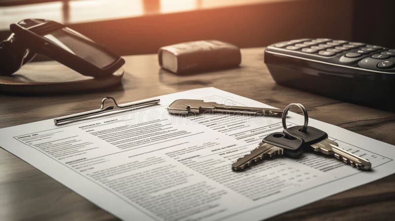 Car Insurance Form and Key on Table, AI Generative Stock Illustration ...