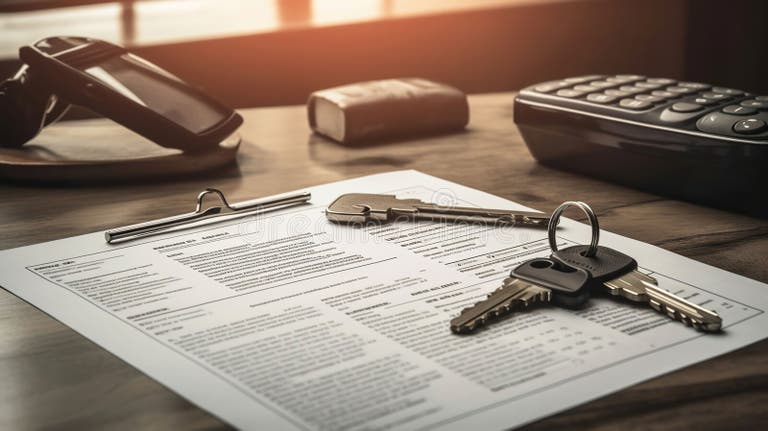 Car Insurance Form and Key on Table, AI Generative Stock Illustration ...