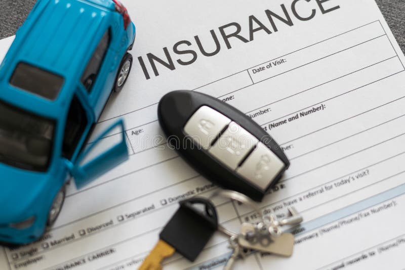 Car Insurance Form with Car Key and Toy Car Stock Image - Image of form ...