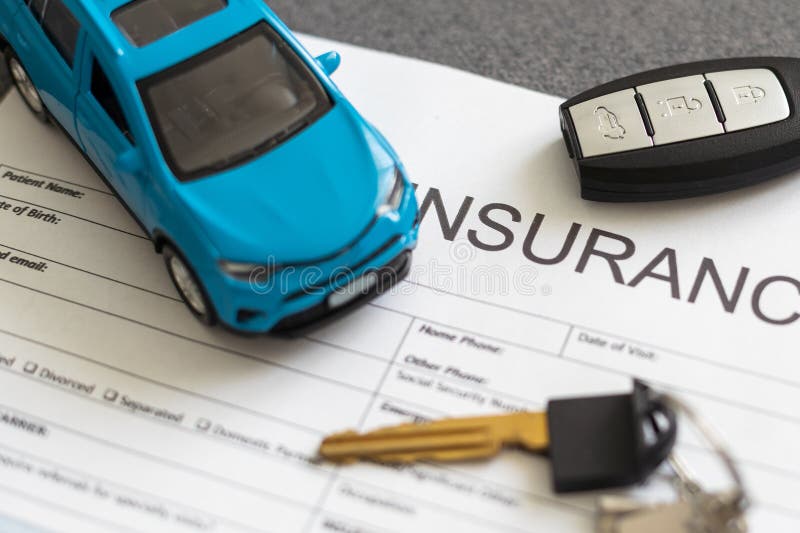 Car Insurance Form with Car Key and Toy Car Stock Image - Image of ...