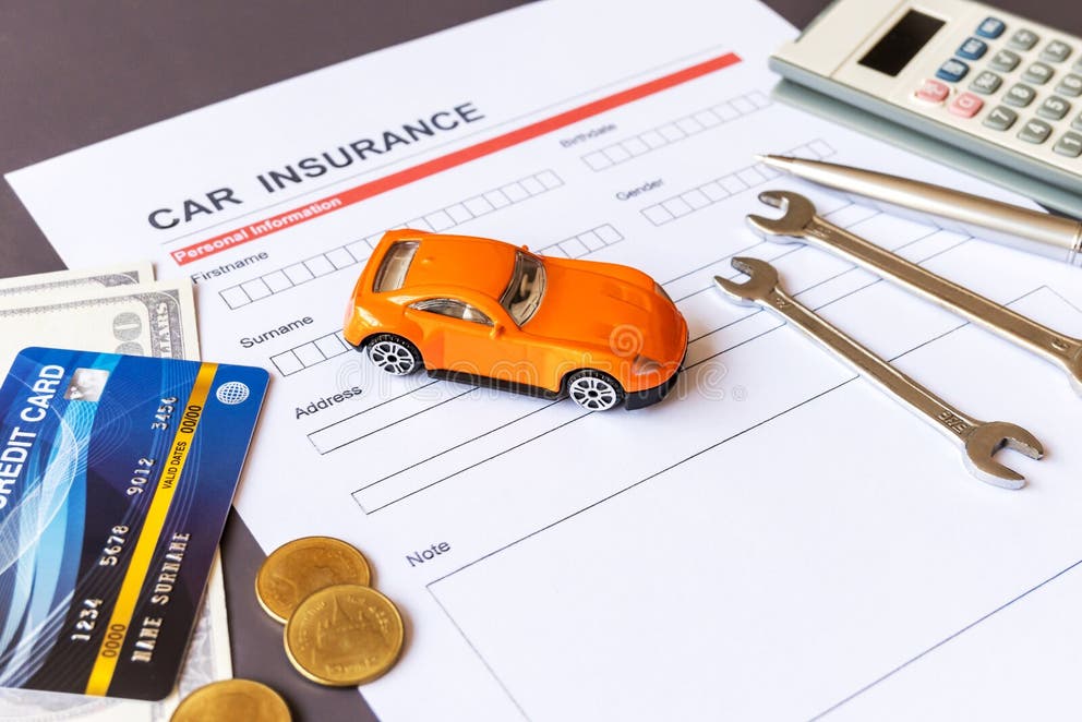 Car Insurance Form with Model and Policy Document Stock Image - Image ...