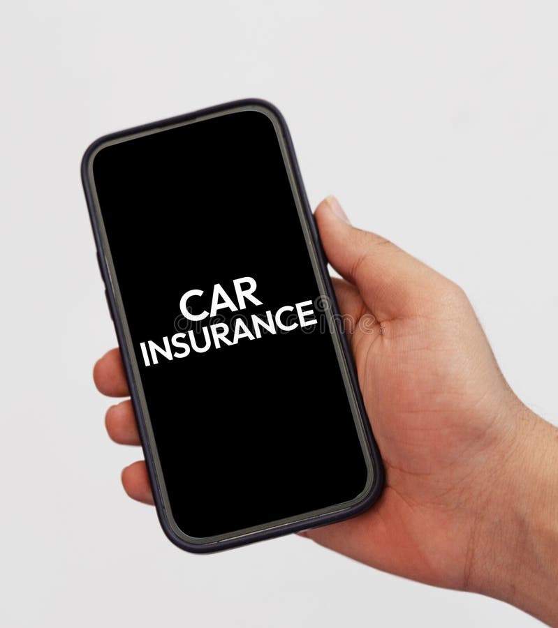 Car Insurance through Mobile Application Concept with Black Screen of ...
