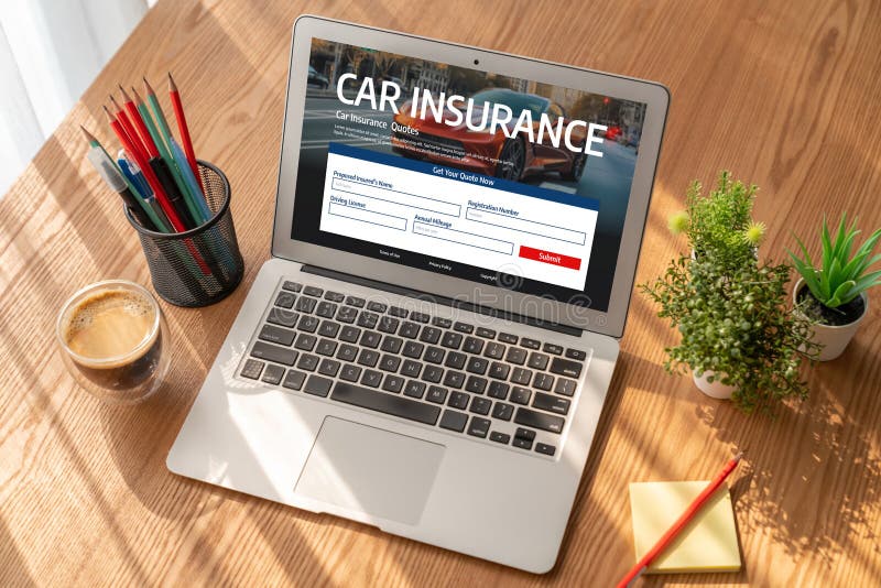 Car Insurance Online Website on Computer Screen for Insure Snugly Stock ...