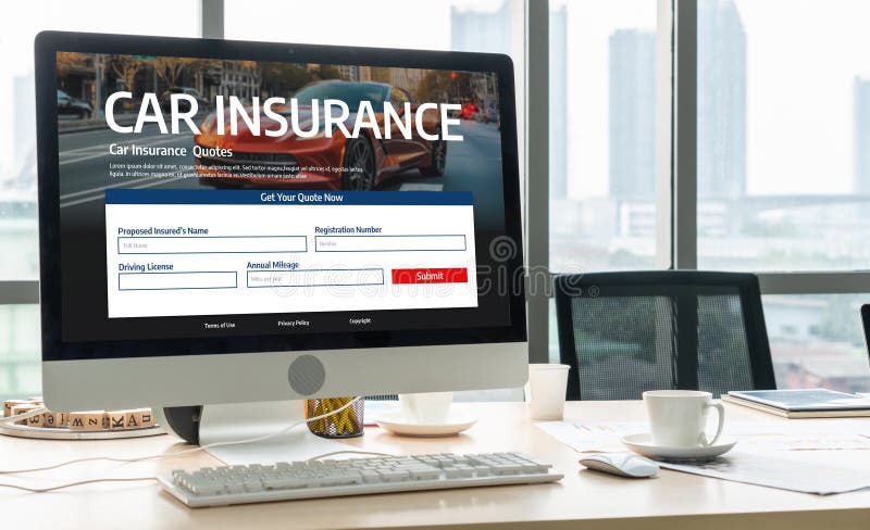 Car Insurance Online Website on Computer Screen for Insure Snugly Stock ...