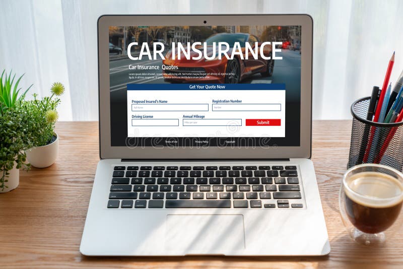 Car Insurance Online Website on Computer Screen for Insure Snugly Stock ...