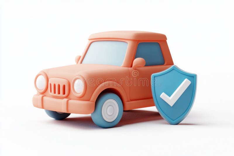 Car Insurance, Showing a Stylized Vehicle with a Protective Shield and ...