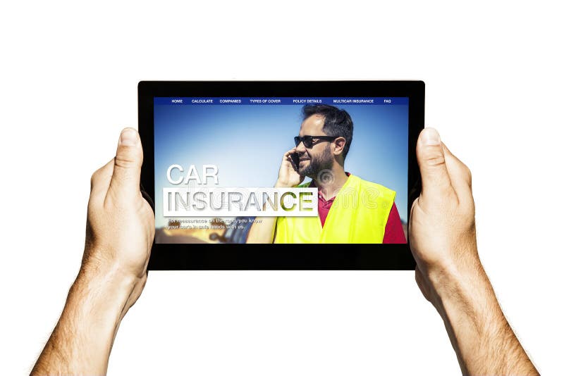Car Insurance Web Template in a Tablet Screen. Stock Photo - Image of ...