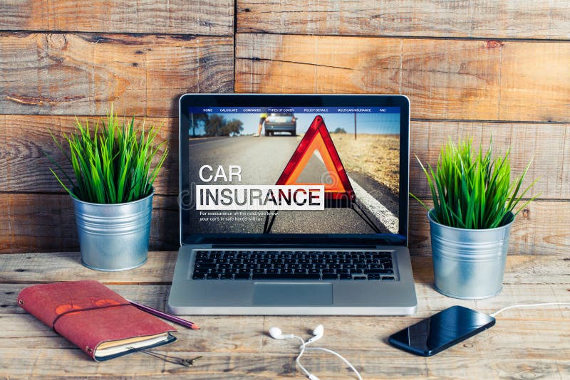 Car Insurance Website in a Laptop Screen. Stock Photo - Image of icon ...