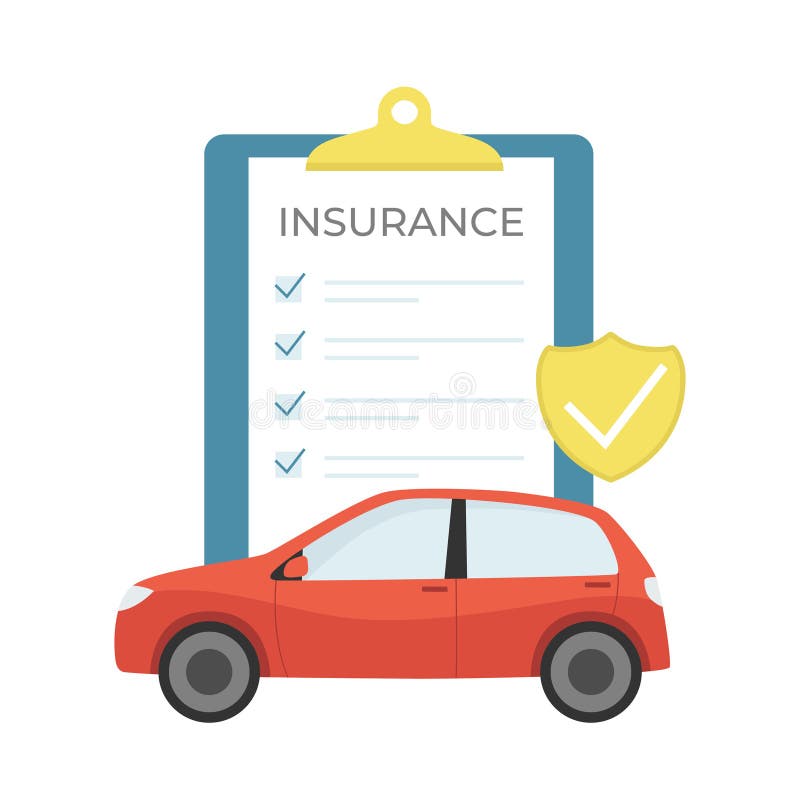 Car Insurence. Insurance Document, Car and Shield Stock Vector ...