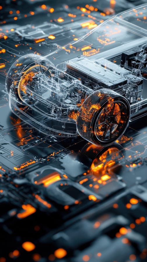 Car Integrated into Computer Circuit Board Showcasing Technology and ...