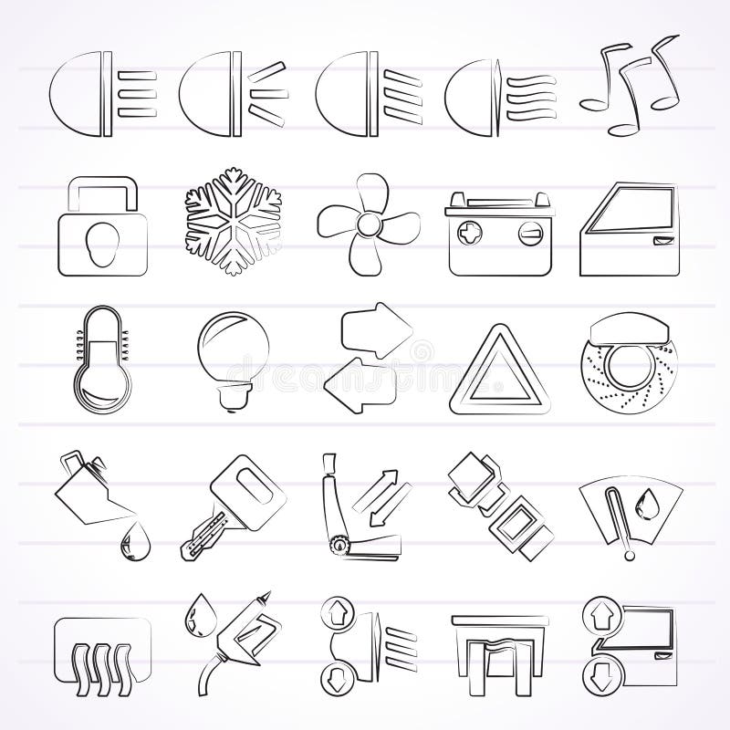 Car Interface Sign and Icons Stock Vector - Illustration of locking ...