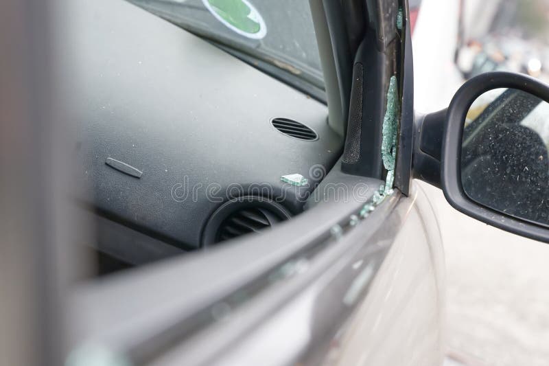Car Interior with Broken Glass on Dashboard Stock Image - Image of ...