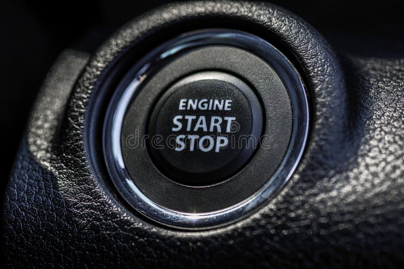 Car Interior Close-up – Engine Start Stop Button Stock Image - Image of ...