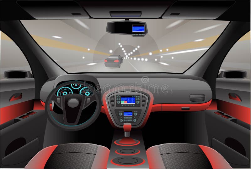 Car Interior, Cockpit View Inside. Vector Illustration Stock Vector ...