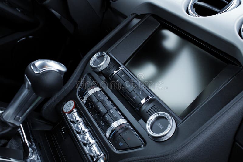 Car Interior Dashboard and Gear Shift Knob Detailed Stock Photo - Image ...