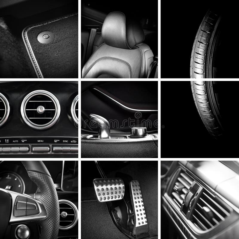 Car Interior Details Collage Stock Image - Image of button, design ...