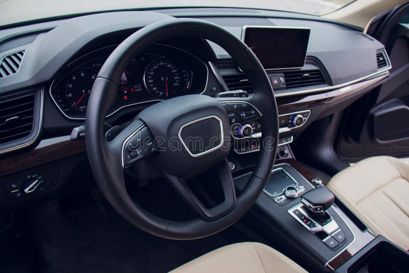 Car Interior Driver Side View. Modern Car Interior Design Stock Photo ...