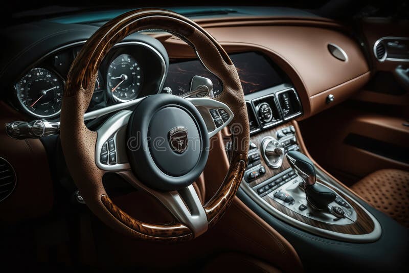 Car Interior from Driver Seat View. Generative Ai Stock Illustration ...