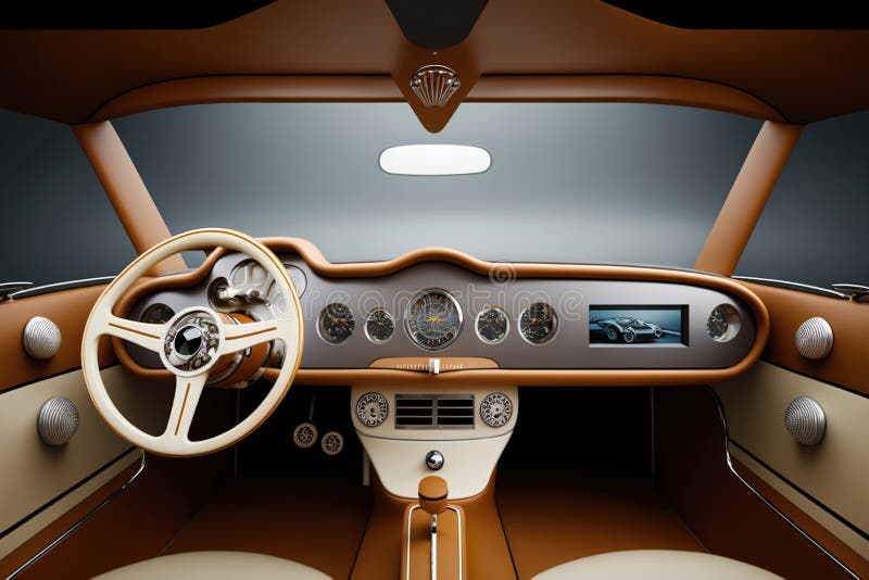 Car Interior from Driver Seat View, Generative AI Stock Illustration ...