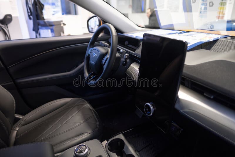 Car Interior Electric Ford Mustang Mach-E, Digital Instrument Panel ...