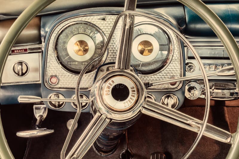 Car Interior of a Fifties American Classic Car Stock Photo - Image of ...