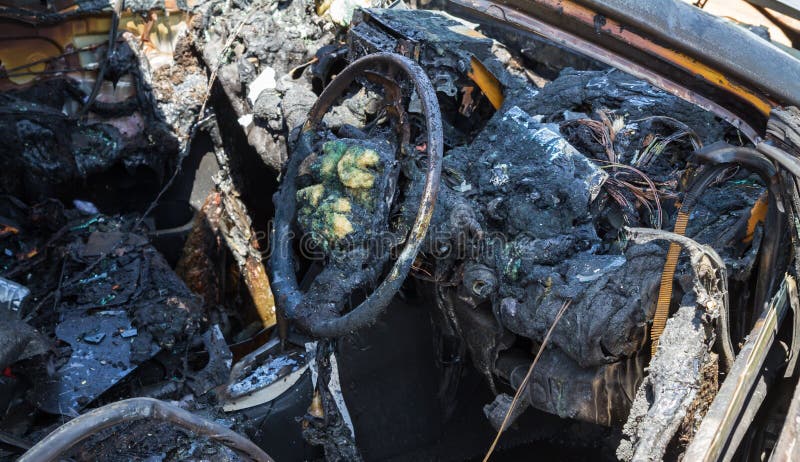 Car interior after fire stock image. Image of inside - 54420833