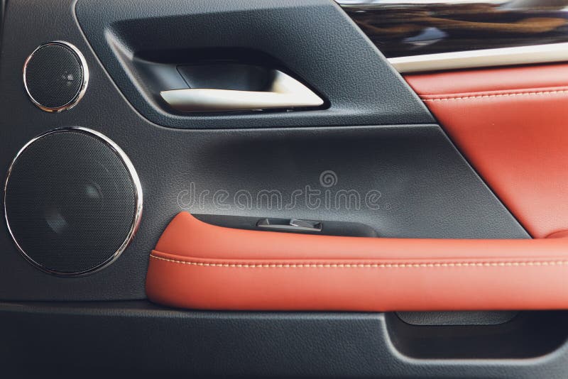 Car Interior - Front Door View Close-up Modern. Stock Photo - Image of ...