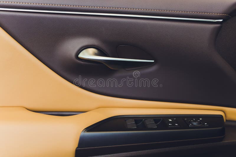 Car Interior - Front Door View Close-up Modern. Stock Image - Image of ...