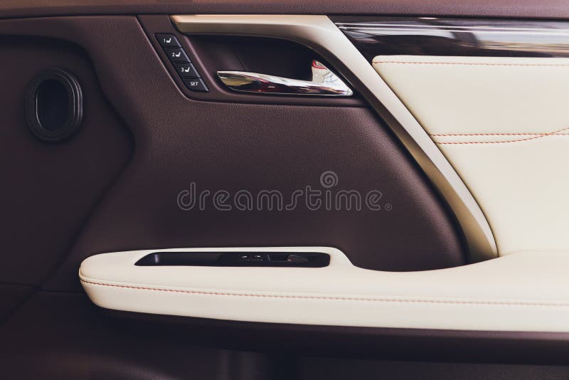 Car Interior - Front Door View Close-up Modern. Stock Photo - Image of ...