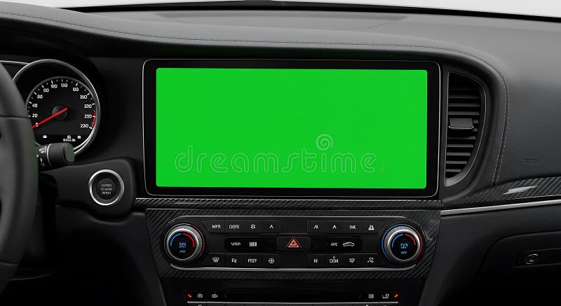 Car Interior with Green Screen Display Mockup for Automotive Technology ...