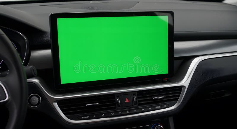 Car Interior Green Screen Mockup of Dashboard Display Technology Stock ...