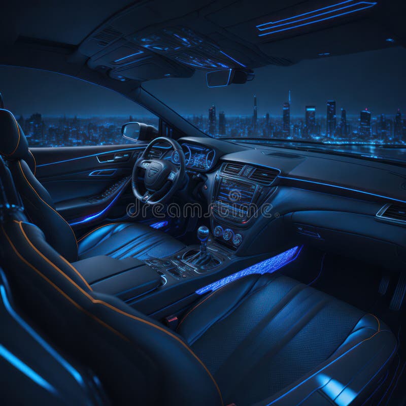 Car Interior Illustration at Night, with Led Lights for the Best ...