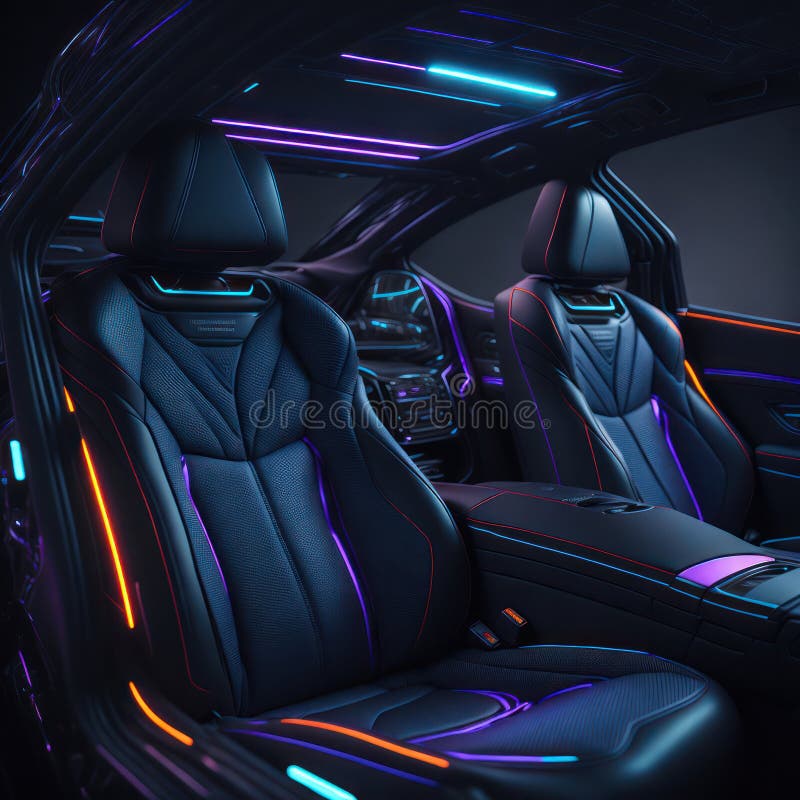 Car Interior Illustration at Night, with Led Lights for the Best ...