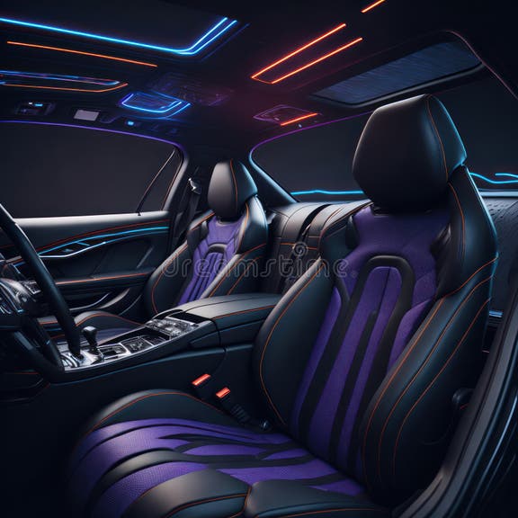 Car Interior Illustration at Night, with Led Lights for the Best Possible Visual Atmosphere. Ai ...