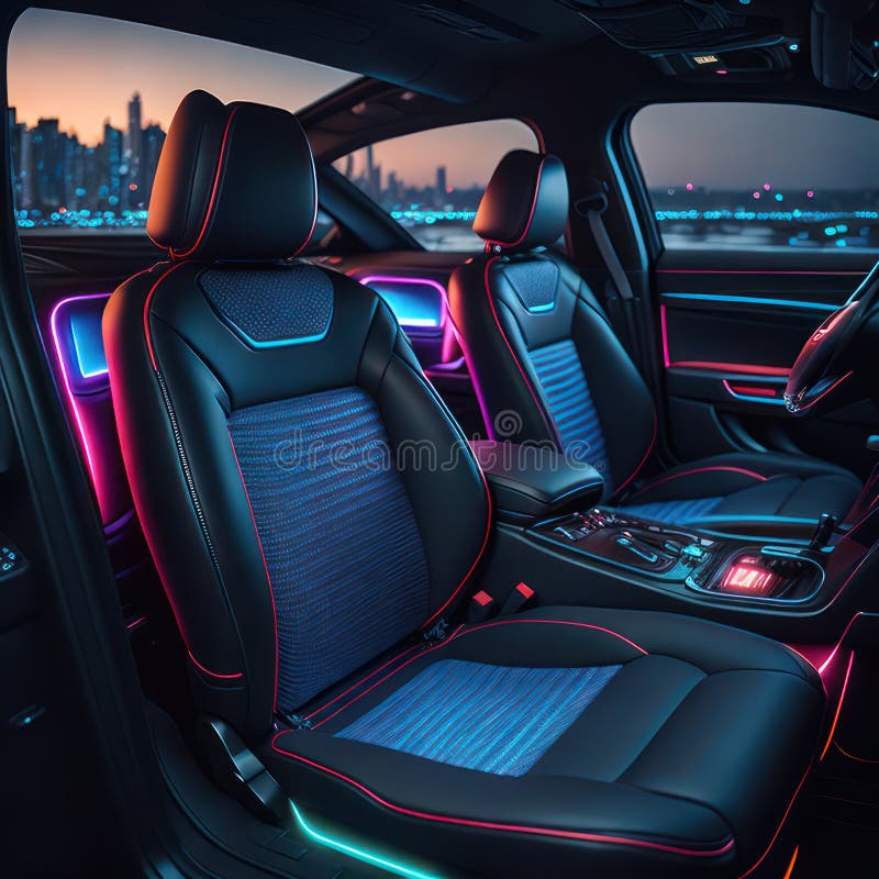 Car Interior Illustration at Night, with Led Lights for the Best ...