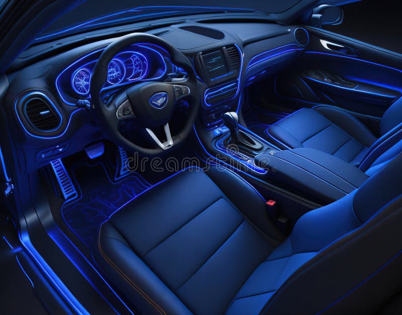 Car Interior Illustration at Night, with Led Lights for the Best ...