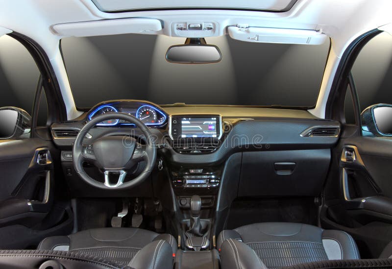 The Inside of the Car, Front View Stock Image - Image of seats, auto ...