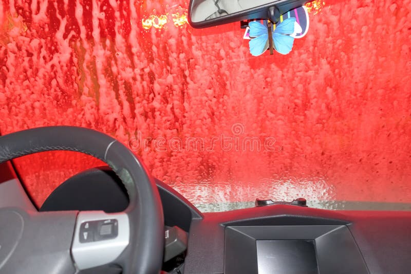 .car Interior from the Inside through the Windshield with Foam on it ...