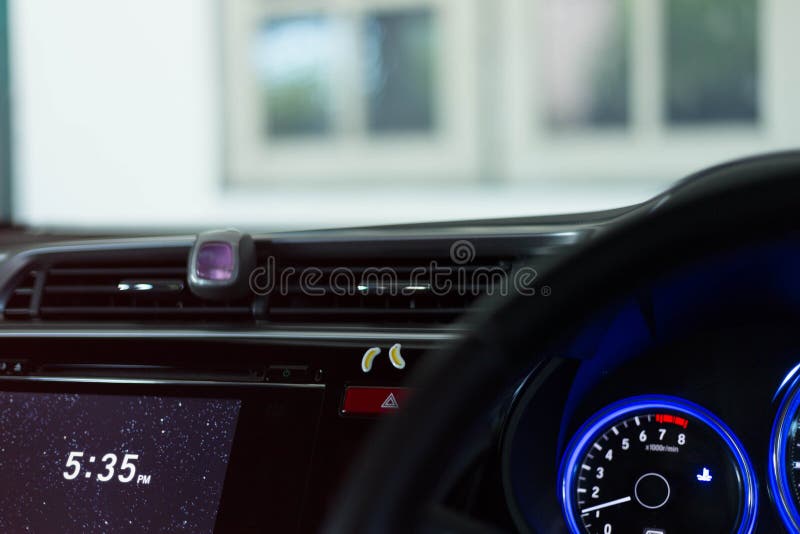 Car interior stock photo. Image of show, clock, time - 100235798
