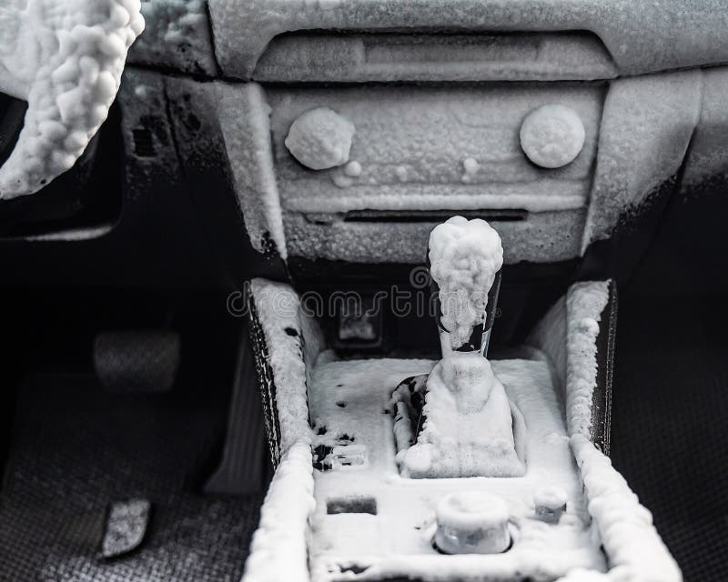 Car Interior in a Layer of Cleaning Foam. Stock Photo - Image of repair ...