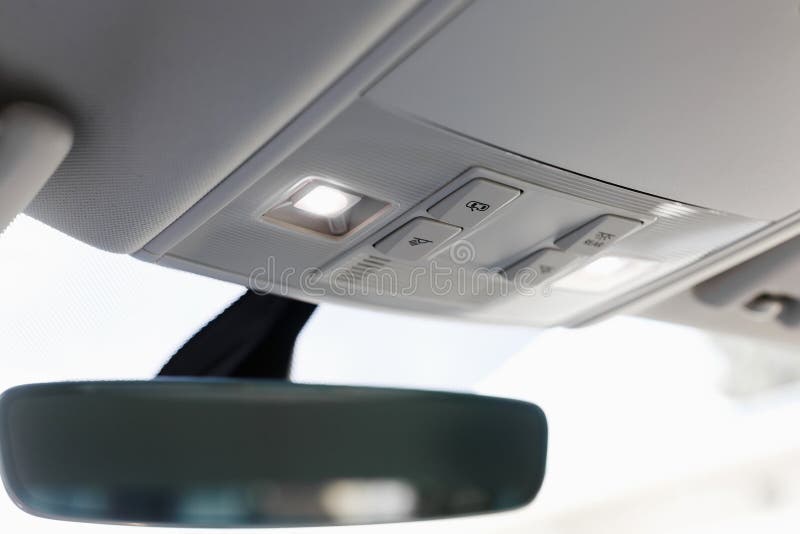 Car Interior Lighting Ceiling Close Up. Stock Photo - Image of cockpit ...