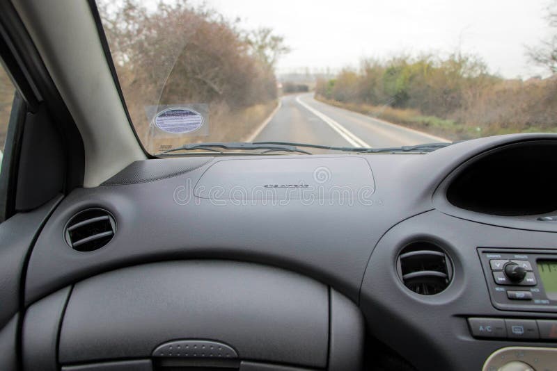 Car Interior and Road. Passenger View. Editorial Stock Image - Image of ...